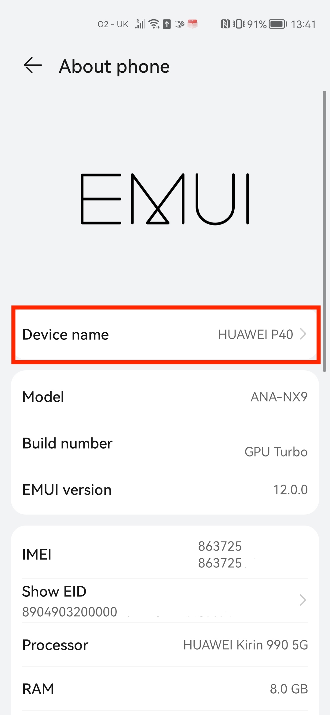 Identifier le modèle de l'appareil sur l'appareil Huawei – eSIM Voyaz by Emtel