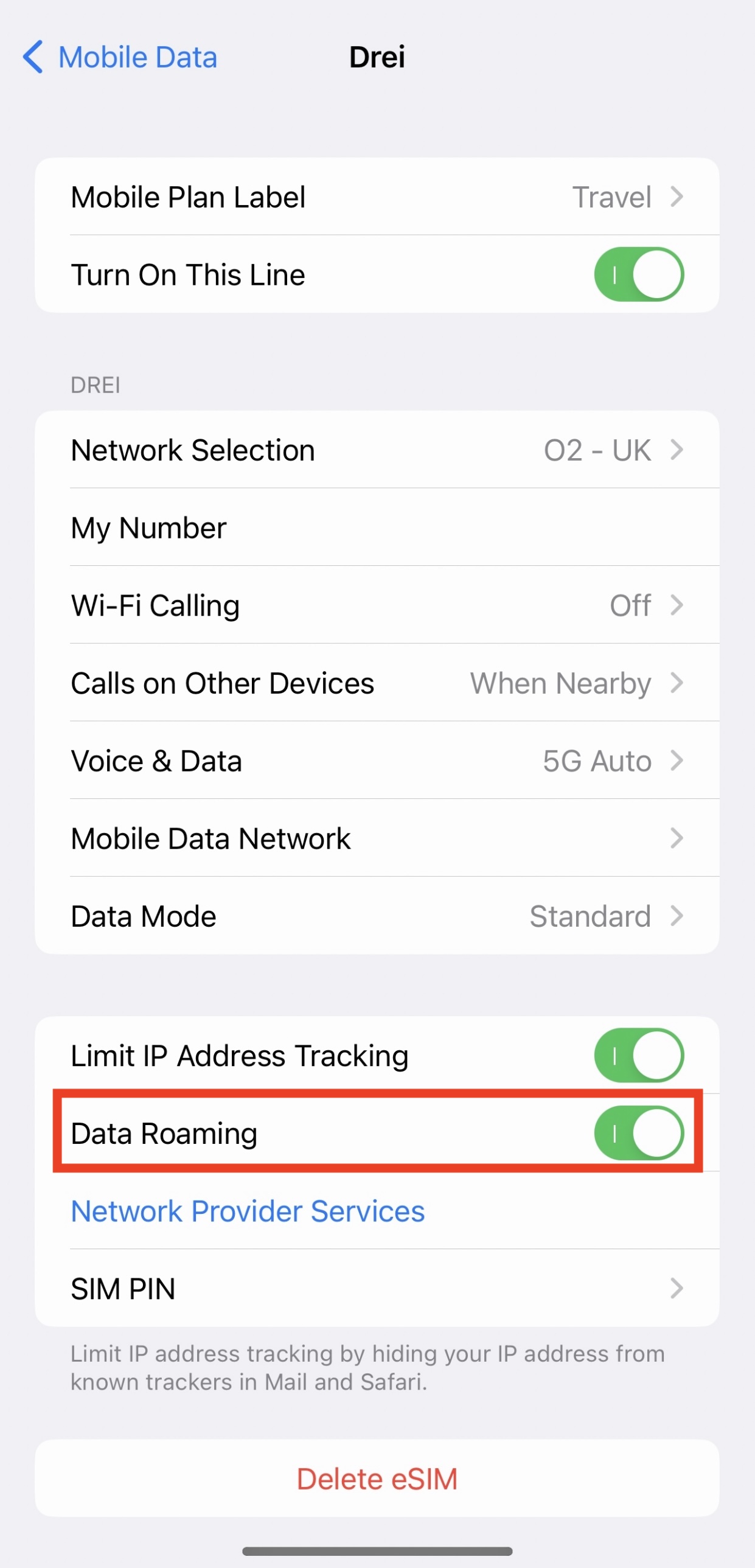 Turning Data Roaming on / off on Apple (iOS) device – eSIM Voyaz by Emtel